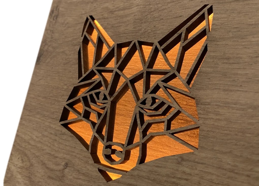 Li-Go "Hlava lišky" lampa 19x19cm provedení povrchu: dub světlý