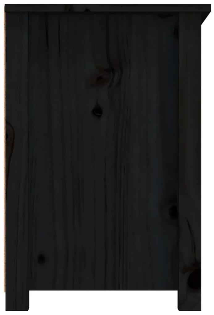 TV skříňka černá 79x35x52 cm masivní borové dřevo - Default Title