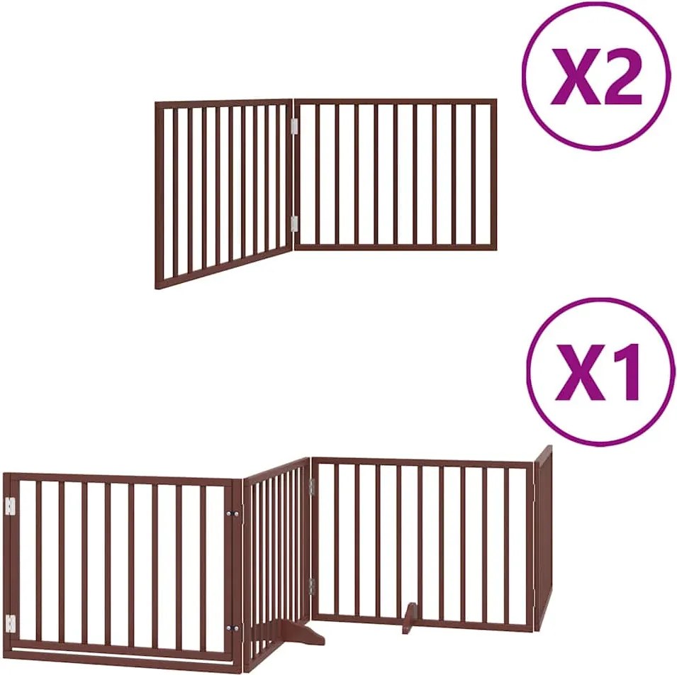 Zábrana pro psy s dvířky skládací 8 panelů hnědá 640 cm topol 3155578