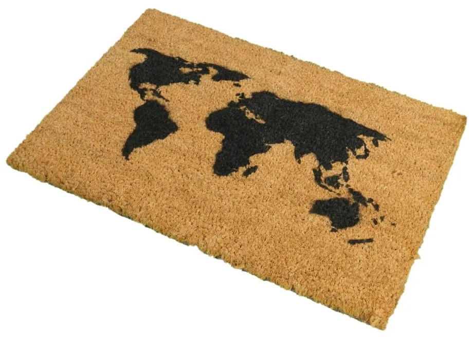 Rohožka z přírodního kokosového vlákna Artsy Doormats World Map, 40 x 60 cm