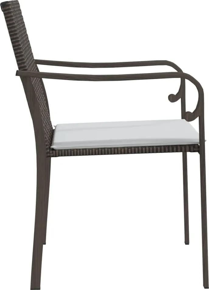 vidaXL Zahradní židle s poduškami 4 ks 56 x 59 x 84 cm polyratan [3187073] Barva: Hnědá
