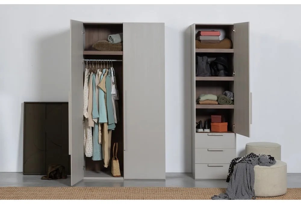 Šedá modulární skříň v dekoru ořechu 55x210x58 cm Rens – WOOOD