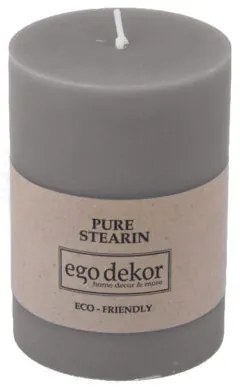 Svíčka Ego dekor ECO, stearin, rozměr 7 x 10 cm, šedá