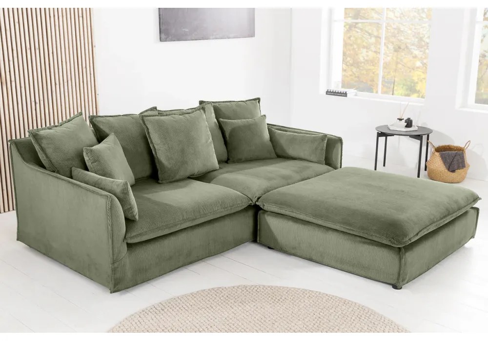 Massive home | Pohovka HEAVEN 200cm 3místná pružinová s odnímatelným potahem, zelená