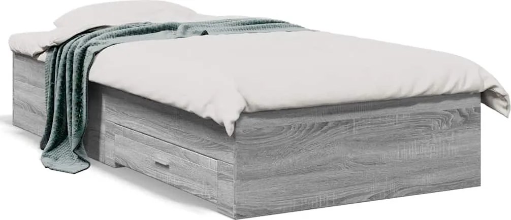 Rám postele se zásuvkami šedý sonoma 75x190 cm kompozitní dřevo 3280445
