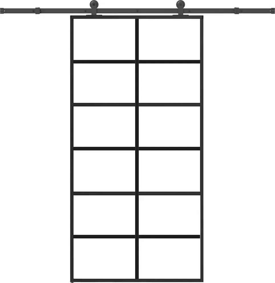 vidaXL Posuvné dveře s kováním 102x205 cm ESG sklo a hliník