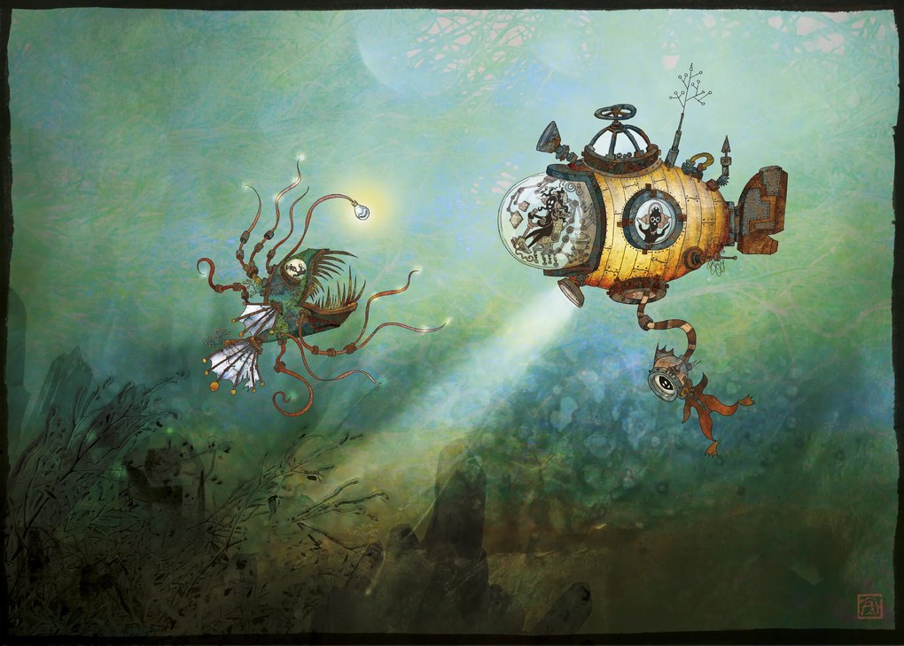 Zdenka Holub Převrátilová | Bubáčci pod mořem Rám: Bílý, Velikost: 40 x 60 cm