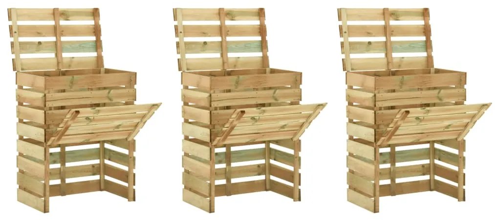 Laťkový zahradní kompostér 3 ks 80 x 50 x 100 cm borovice 3078137