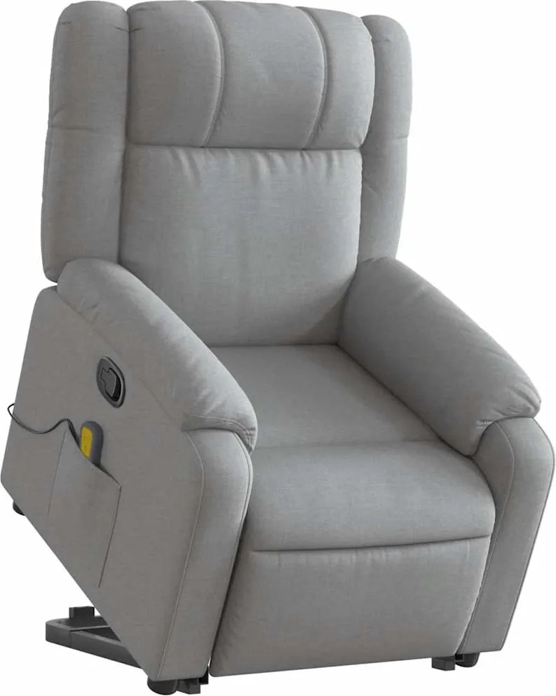 Zvedací masážní polohovací křeslo světle šedé textil 3205214