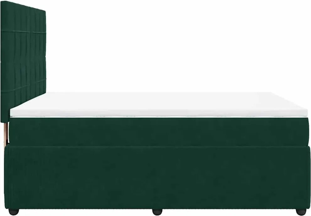 Box spring postel s matrací tmavě zelená 140x200 cm samet 3294661