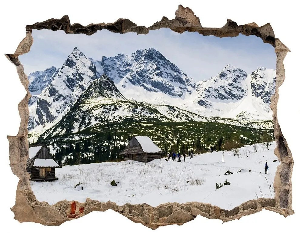 Wallmuralia Díra 3D ve zdi na stěnu Tatry 95x64 cm