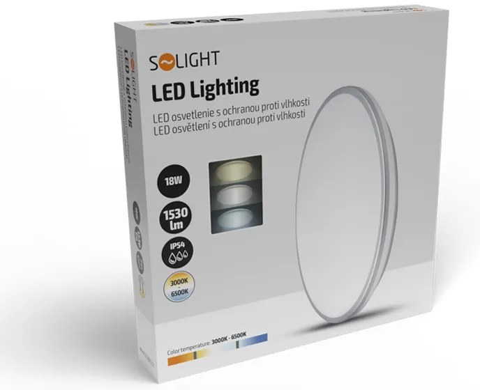 Solight LED osvětlení s ochranou proti vlhkosti, IP54, 18W, 1530lm, 3CCT, 33cm