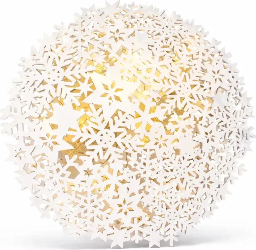 3D LED svítící vločka na baterie 26 × 29 × 3,2 cm teple bílá, IP20 interiér, AA