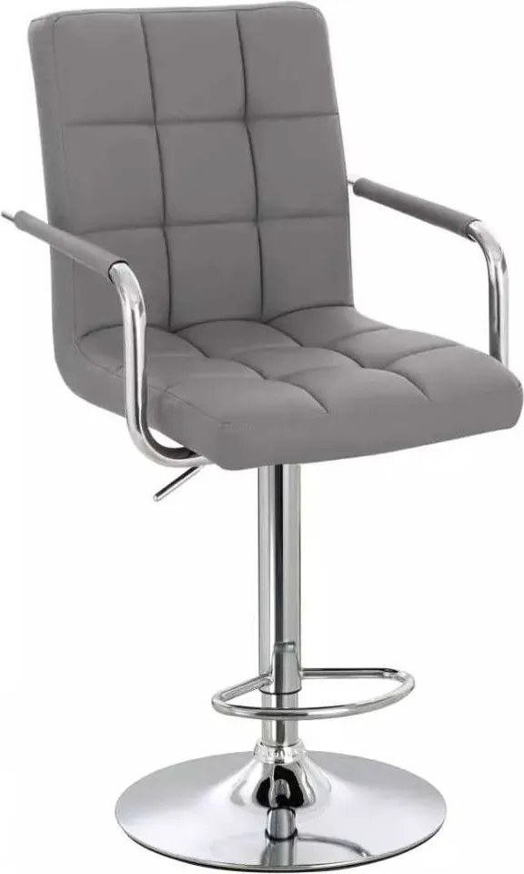 LuxuryForm DESIGN Barová židle VERONA na stříbrné kulaté podstavě - šedá