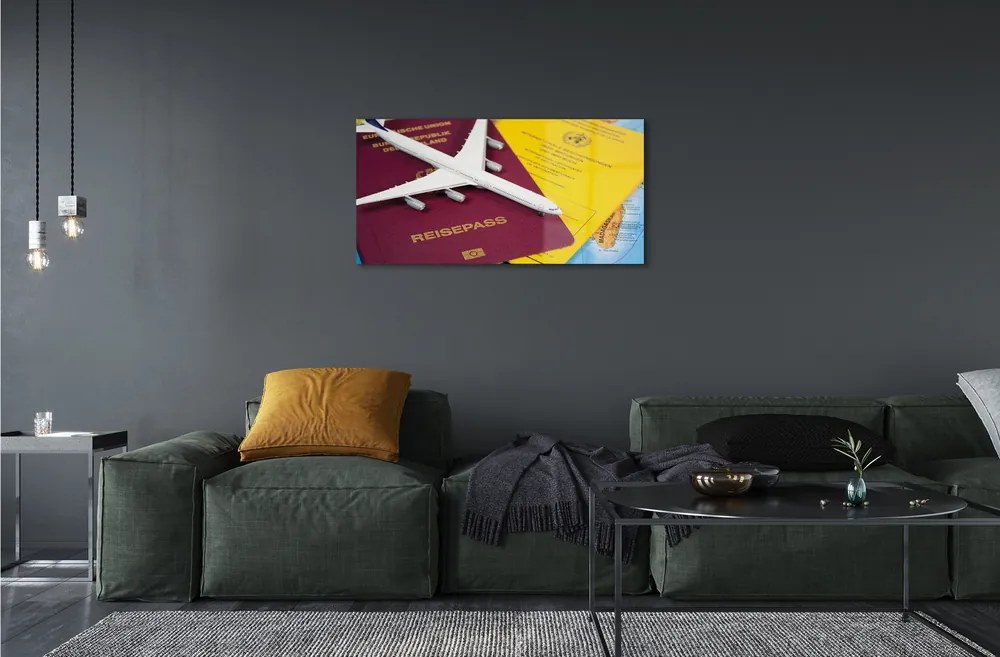 Obraz na skle Plane pas mapa 120x60 cm