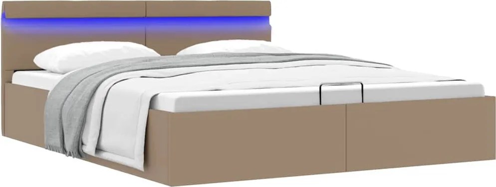 Rám postele LED úložný prostor cappuccino umělá kůže 160x200 cm 285562