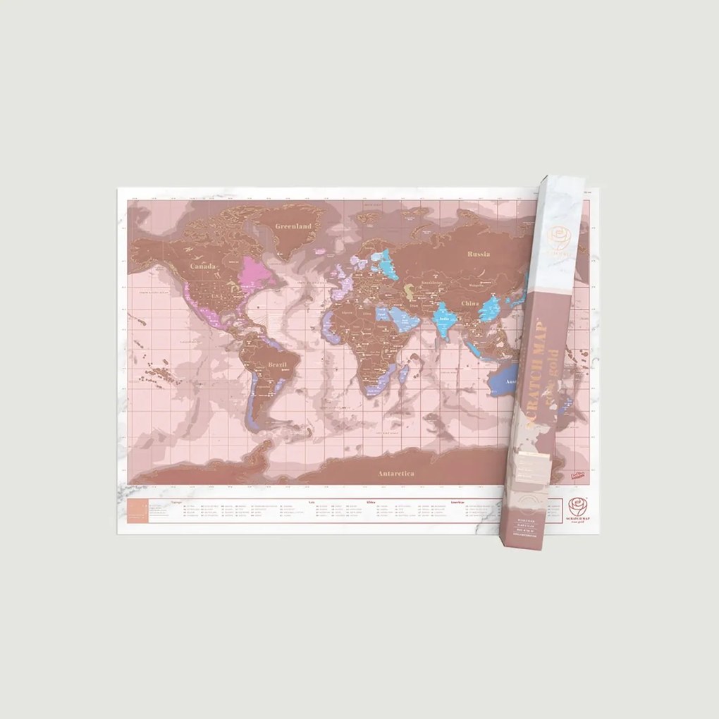 LUCKIES Stírací mapa světa Rose Gold - sleva 20% (PRIMAVEMZU20)