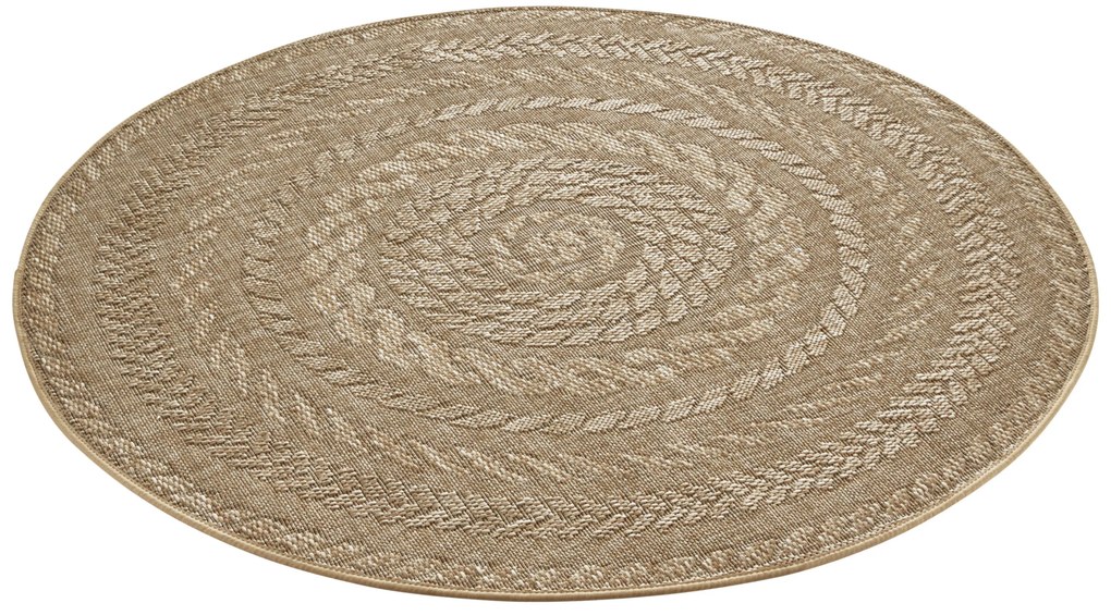 Hanse Home, Kusový koberec Forest 103998 Beige/Brown – na ven i na doma, 200x200 (průměr) kruh, béžová, chodba / předsíň