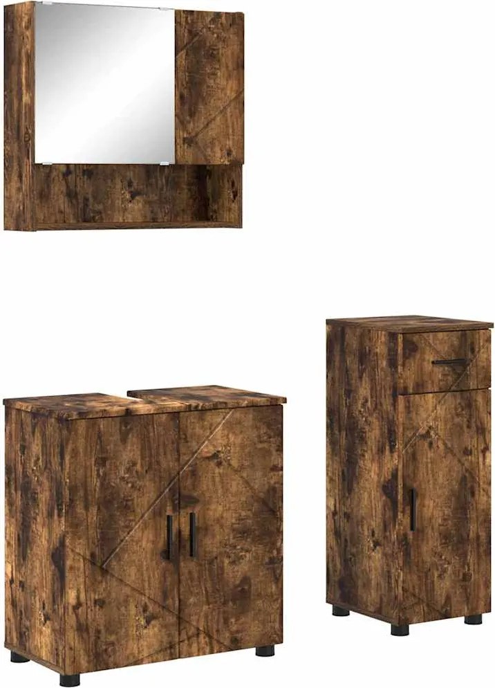 Sada koupelnového nábytku 3 ks Kouřový dub 61 x 35 x 64 cm 3392958