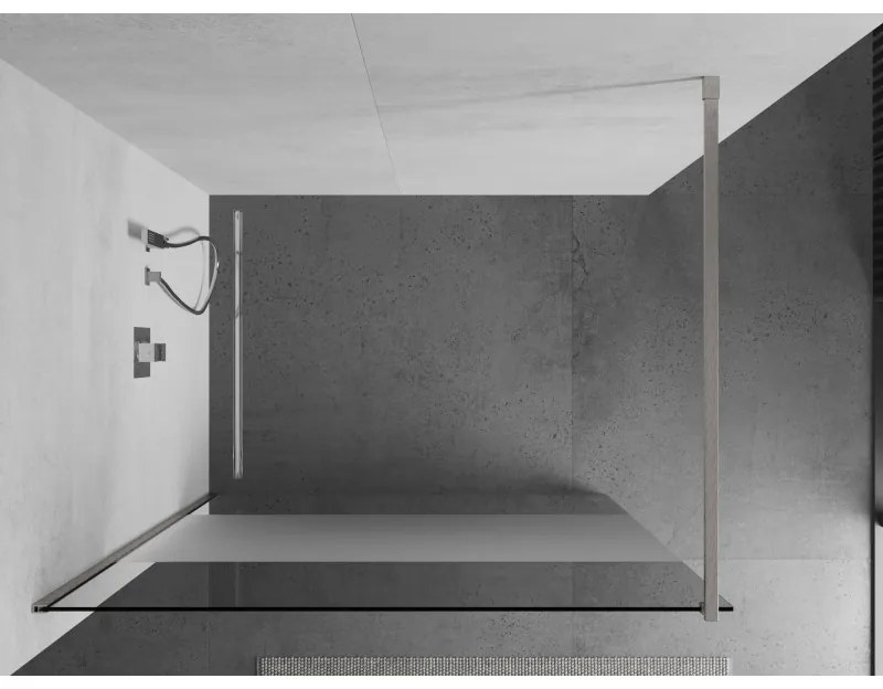Mexen Kioto, sprchová zástěna Walk-In 100 x 200 cm, 8mm čiré sklo-námraza, broušená ocel profil, 800-100-101-97-35
