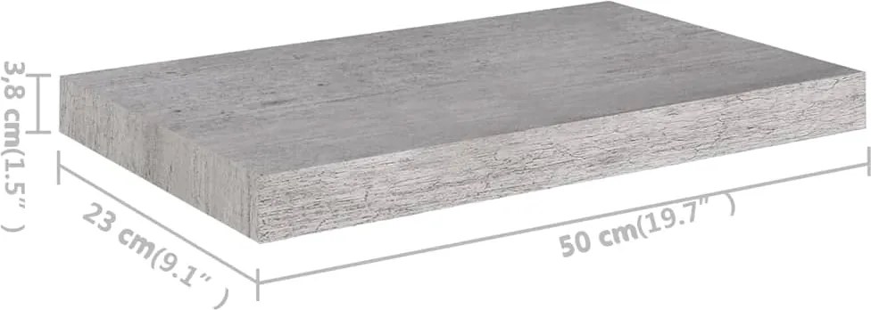 Plovoucí nástěnná police betonově šedá 50 x 23,5 x 3,8 cm MDF 326594