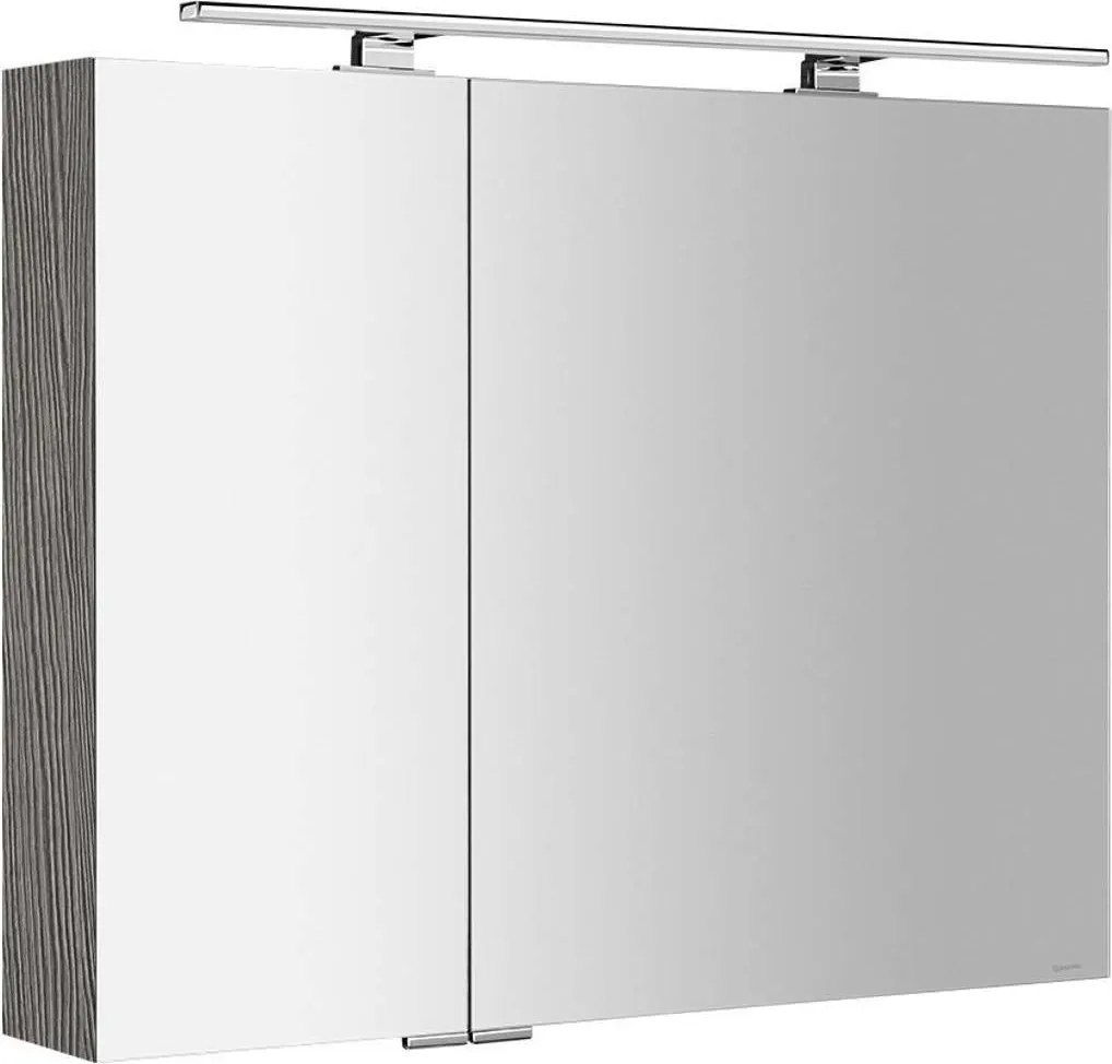 Sapho Mirró - Zrcadlová skříňka s LED osvětlením 90x70x16 cm, 2x dvířka, dub stříbrný MC090-0011