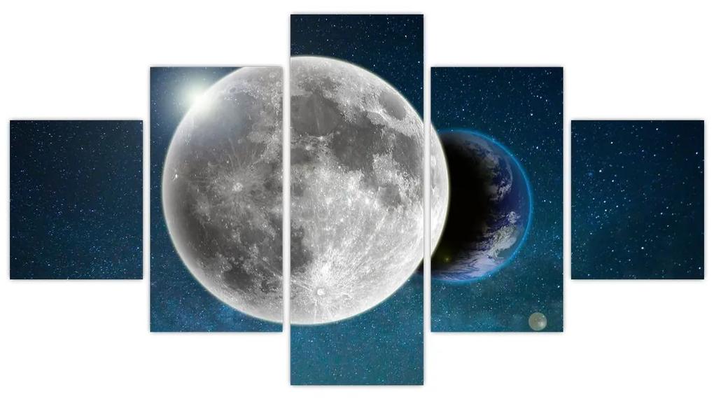 Obraz - Země v zákrytu Měsíce (125x70 cm)