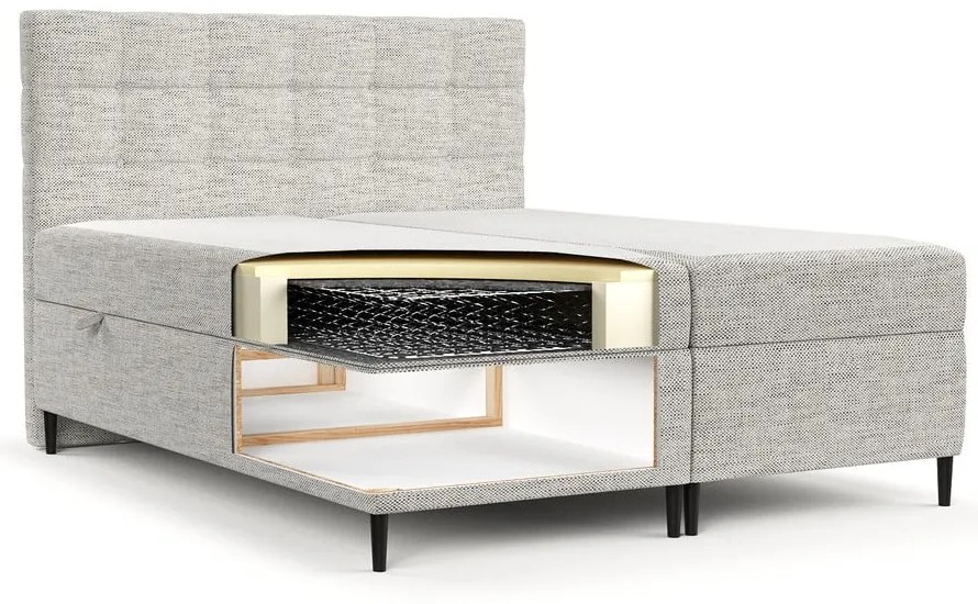 Světle šedá boxspring postel s úložným prostorem 160x200 cm Urbaneo – Maison de Rêve
