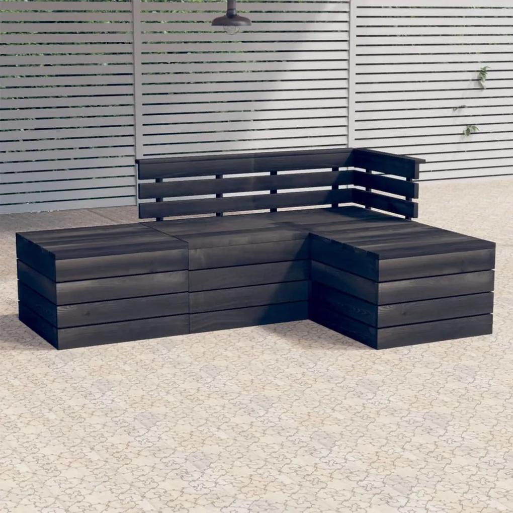 vidaXL 4dílná zahradní sedací souprava z palet + podušky borové dřevo [3061787] Barva: Hnědá