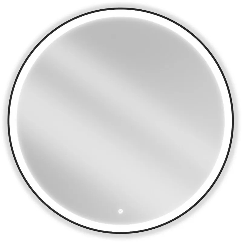 Mexen Esso, kulaté LED podsvícené koupelnové zrcadlo 100 cm, 6000K, topná podložka proti zamlžování, černý rám, 9825-100-100-611-70