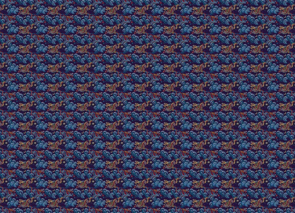 Malvis ® Vzorovaná Tapeta vyšívaní mořští draci Vel. (šířka x výška): 360 x 260 cm