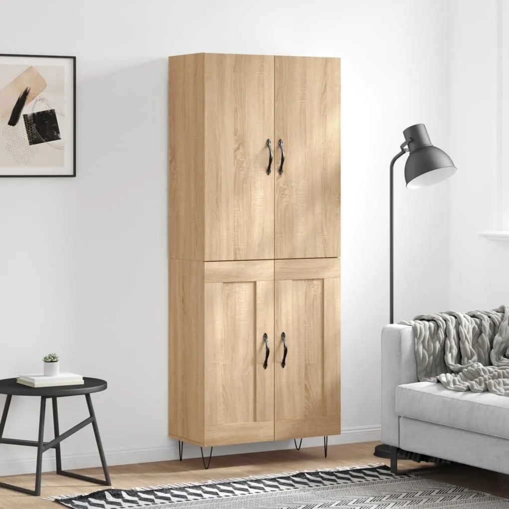 vidaXL Skříň highboard 69,5 x 34 x 180 cm kompozitní dřevo [3198079] Barva: Černá