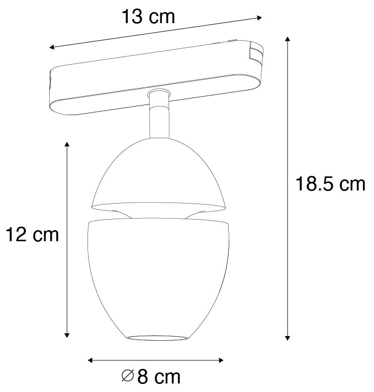 Moderní černé bodové svítidlo pro jednofázový kolejnicový systém včetně LED - Magnetic Eggy
