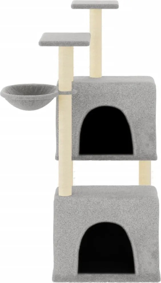 Škrabadlo pro kočky se sisalovými sloupky světle šedé 122 cm 172053