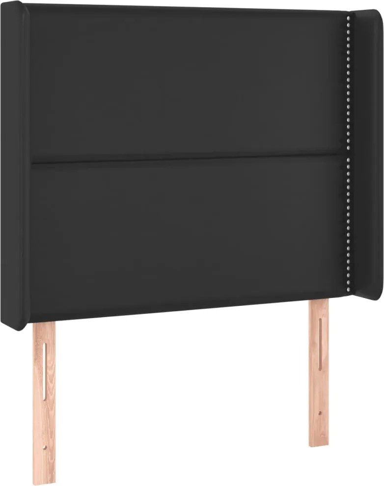 Box spring postel s matrací a LED černá 90x200 cm umělá kůže 3139301