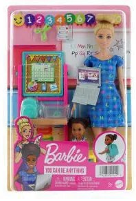 Mattel Barbie Povolání herní set s panenkou - učitelka v modrých šatech