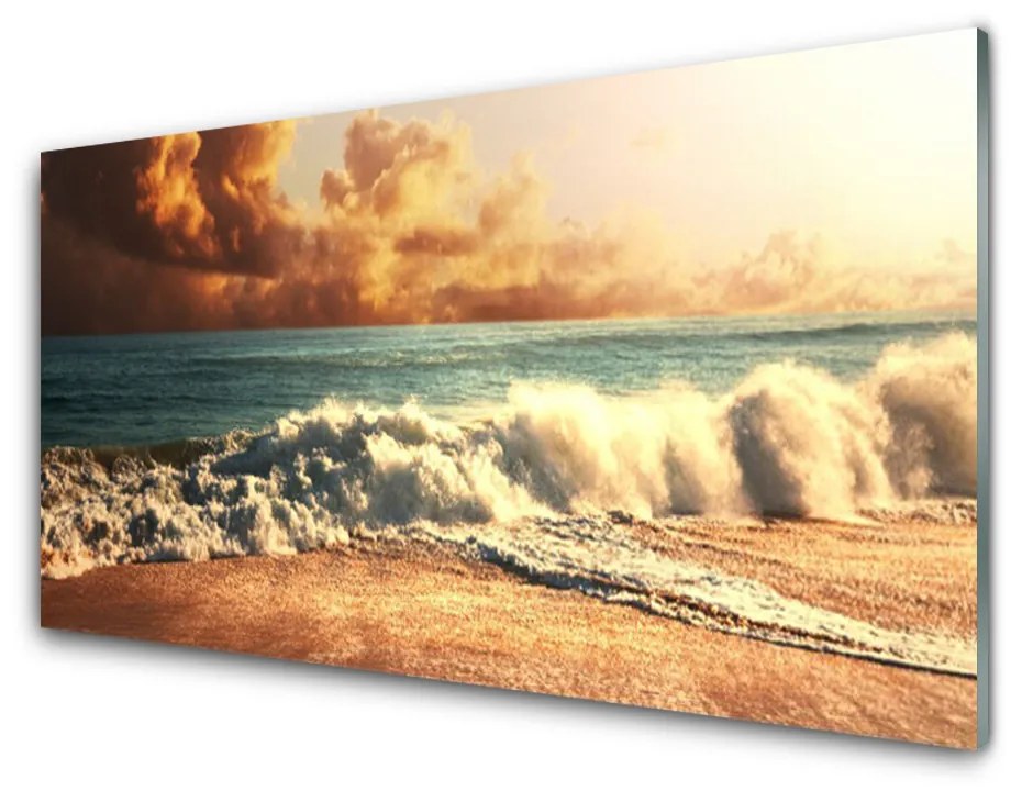 akrylový obraz Oceán Pláž Vlny Krajina 140x70cm