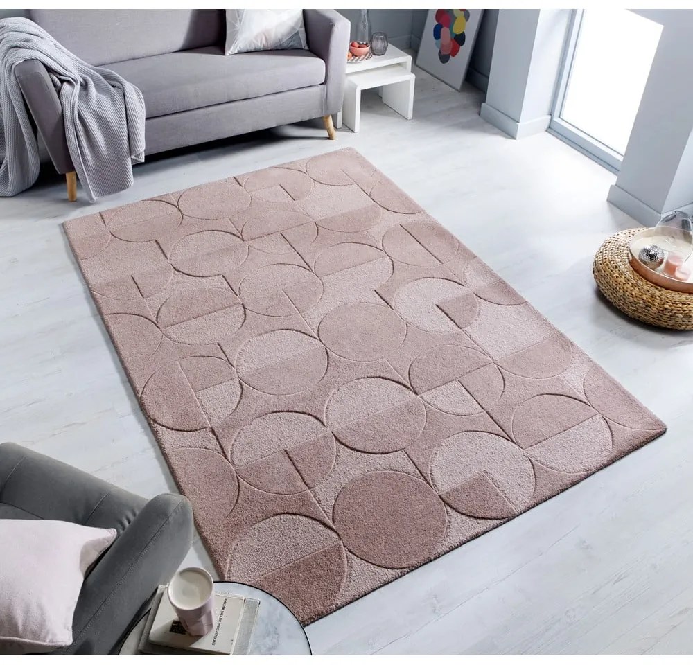 Růžový vlněný koberec Flair Rugs Gigi, 120 x 170 cm