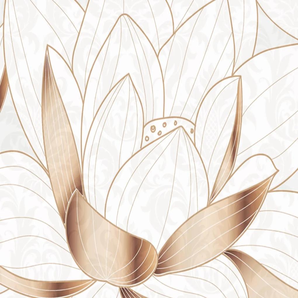 Ozdobný paraván Lotosový květ hnědý - 180x170 cm, pětidílný, obustranný paraván 360°