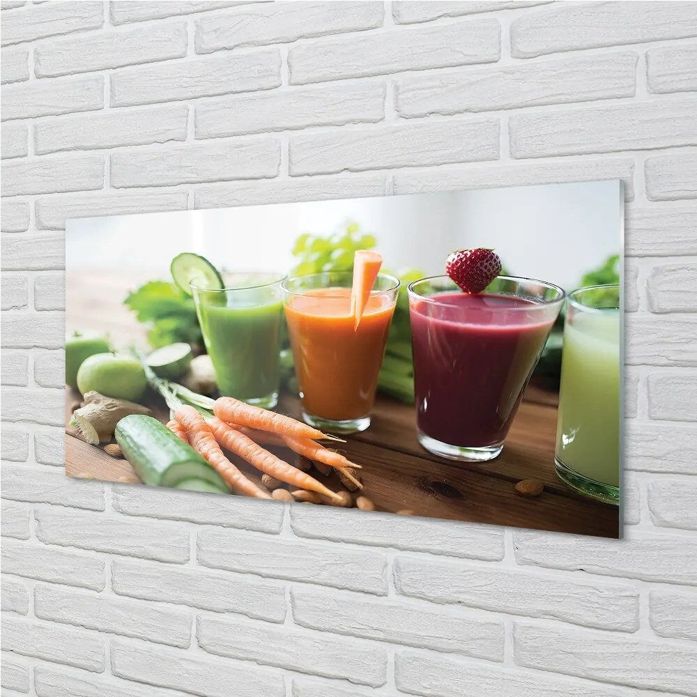 Obraz na skle zeleninové koktejly 140x70 cm