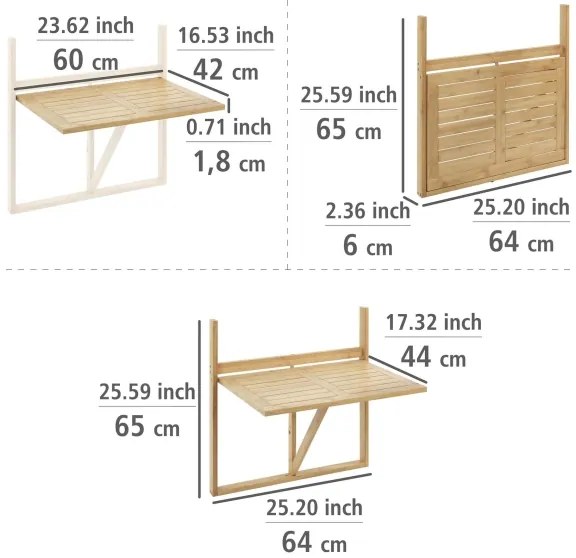 WENKO 69806800 - Stůl WAIKIKI 64x65 cm bílá/hnědá