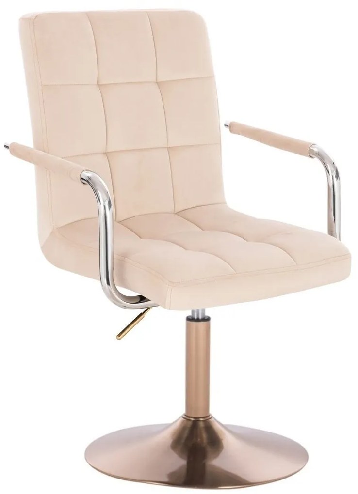 LuxuryForm DESIGN Otočná židle VERONA VELUR na zlatém talíři - krémová