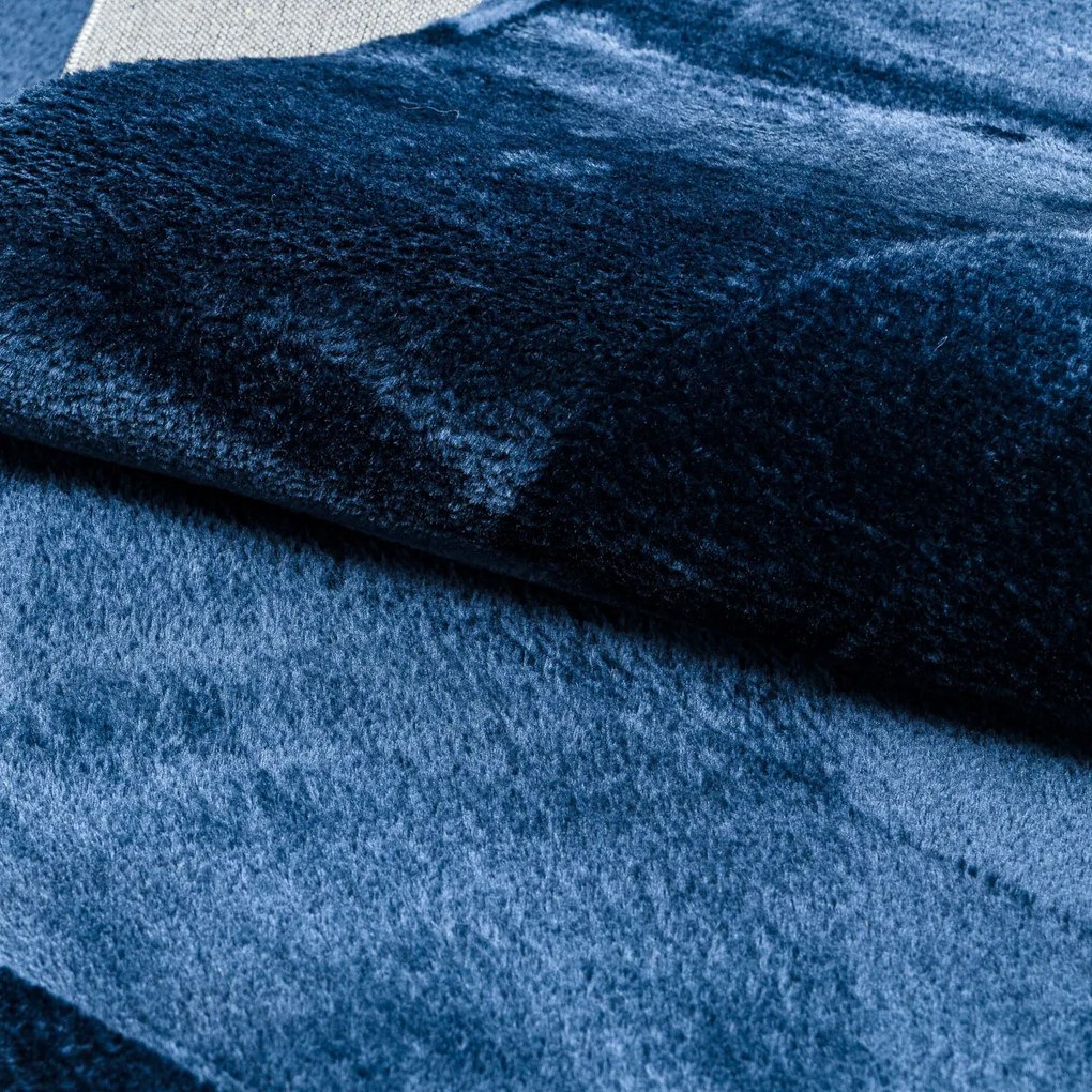 Dywany Łuszczów, Kusový koberec Visco Rabbit Dark blue 10, 80x150, modrá, dětský pokoj