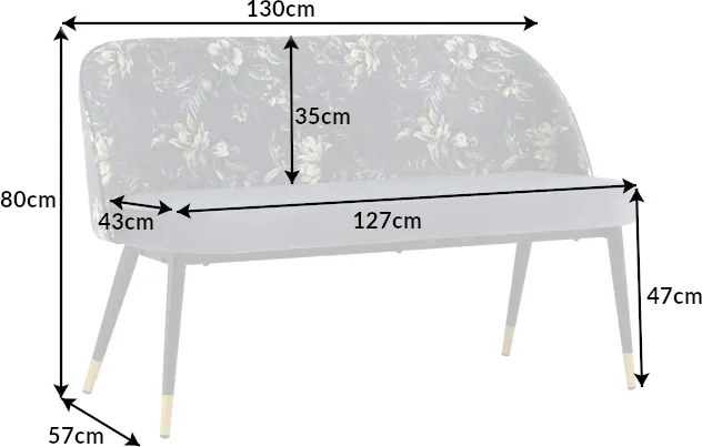 Designová lavice Jalisa 130 cm šedý samet