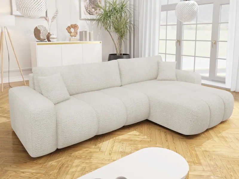 Rohová rozkládací sedačka Larow Maxi Boucle, Potah: Coral 45