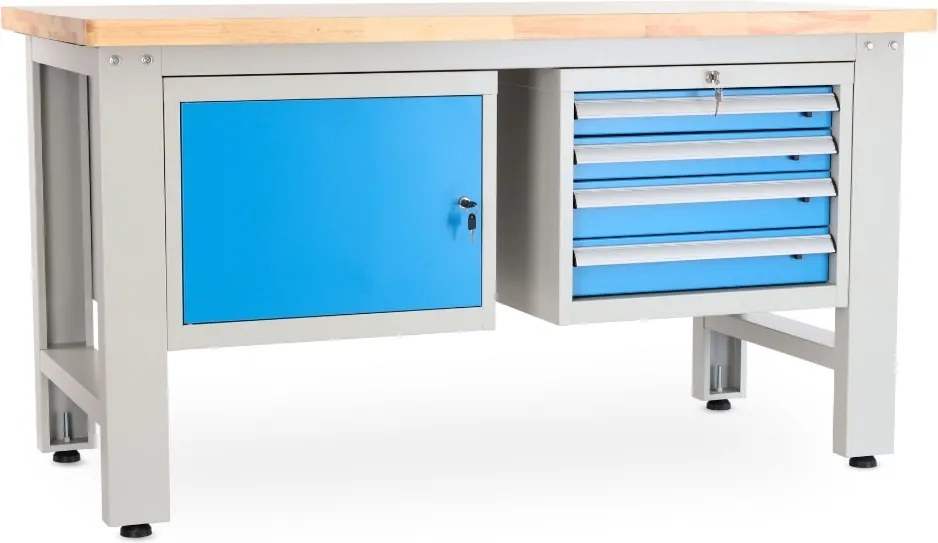 Dílenský stůl Solid OAK-14, 150 cm, 2 závěsné boxy, dub