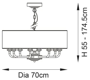 Endon 99152 - Lustr na řetězu HIGHCLERE 8xE14/40W/230V šedá/matný chrom