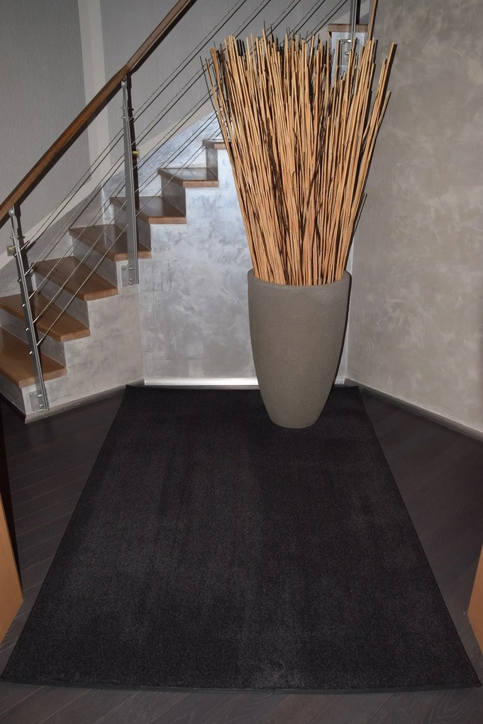Lano, Kusový koberec Supersoft s bordurou 800 černý, 400x500, černá, chodba / předsíň