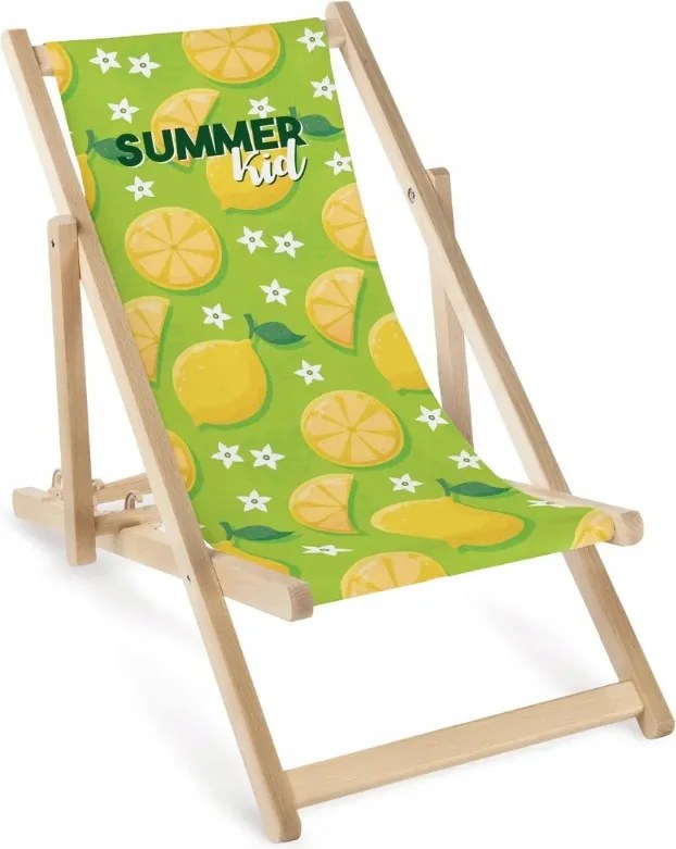 Dřevěné Lehátko Summer Kid Zelenožluté s potiskem Citronů