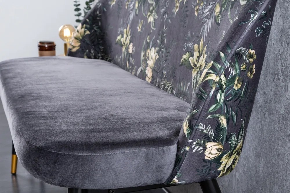 Designová lavice Jalisa 130 cm šedý samet